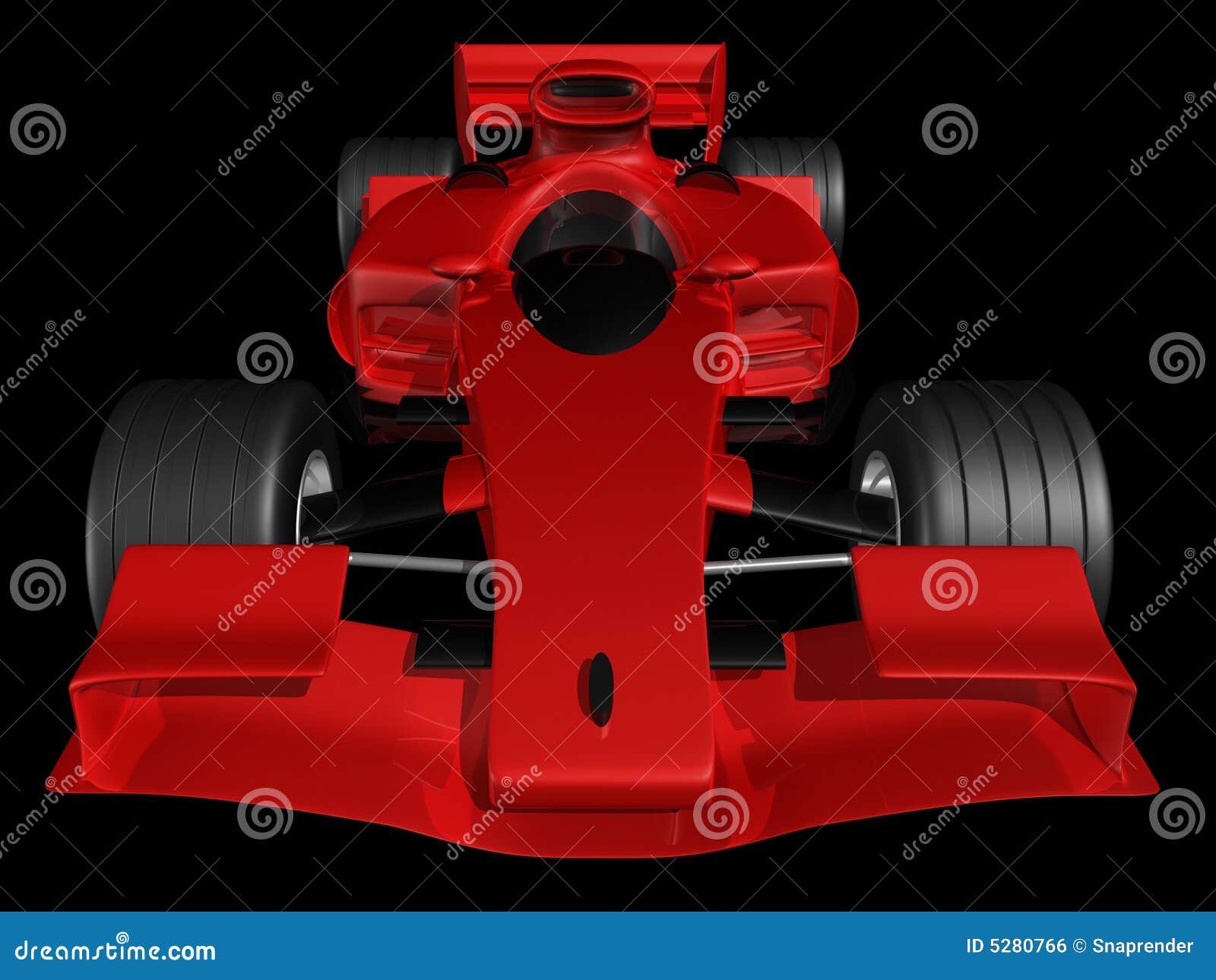 Red 3D Race Car Front View on Black Background Stock Illustration ...