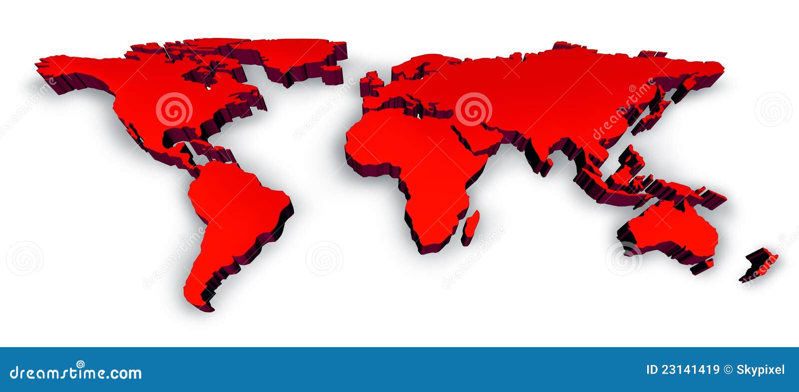 Red 3D Wold Map stock illustration. Illustration of model - 23141419
