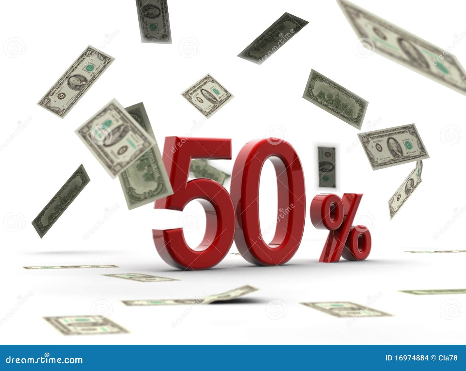 Red 50 Percentage with Money Stock Illustration - Illustration of ...