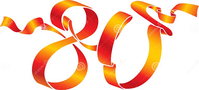 Red 80 number stock vector. Illustration of graphic, zero - 3409609
