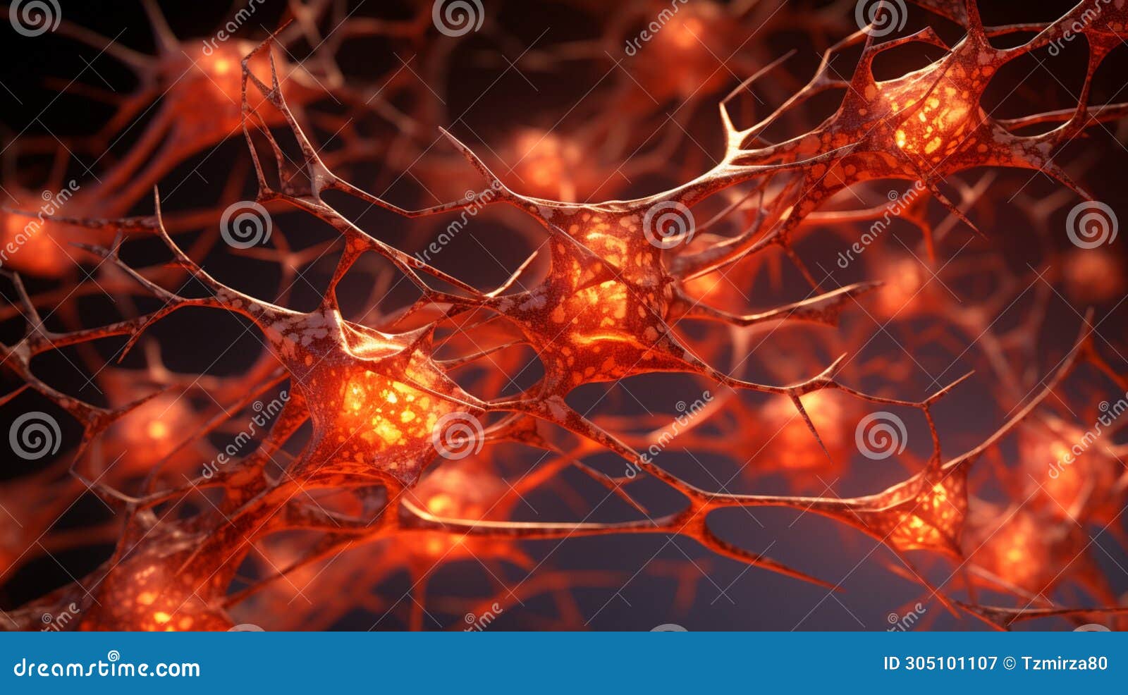 A Red and Abstract Background Featuring Microscopic Neurons - AI Art ...
