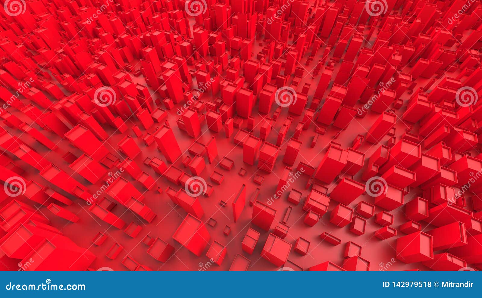 Red Abstract City Blocks and Cubic Forms Stock Illustration ...