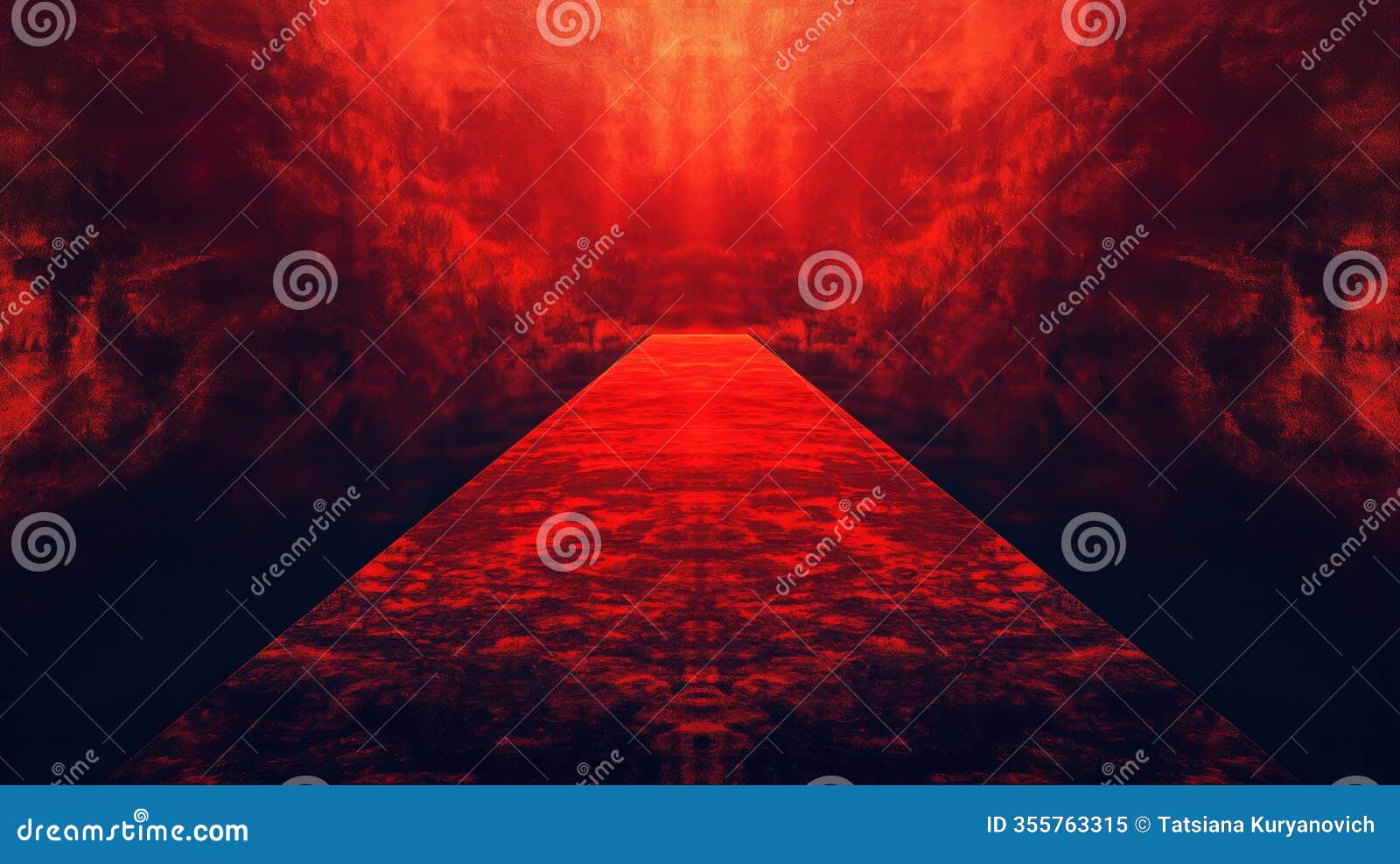 Red Abstract Corridor with Glowing Pathway and Textured Walls Stock ...