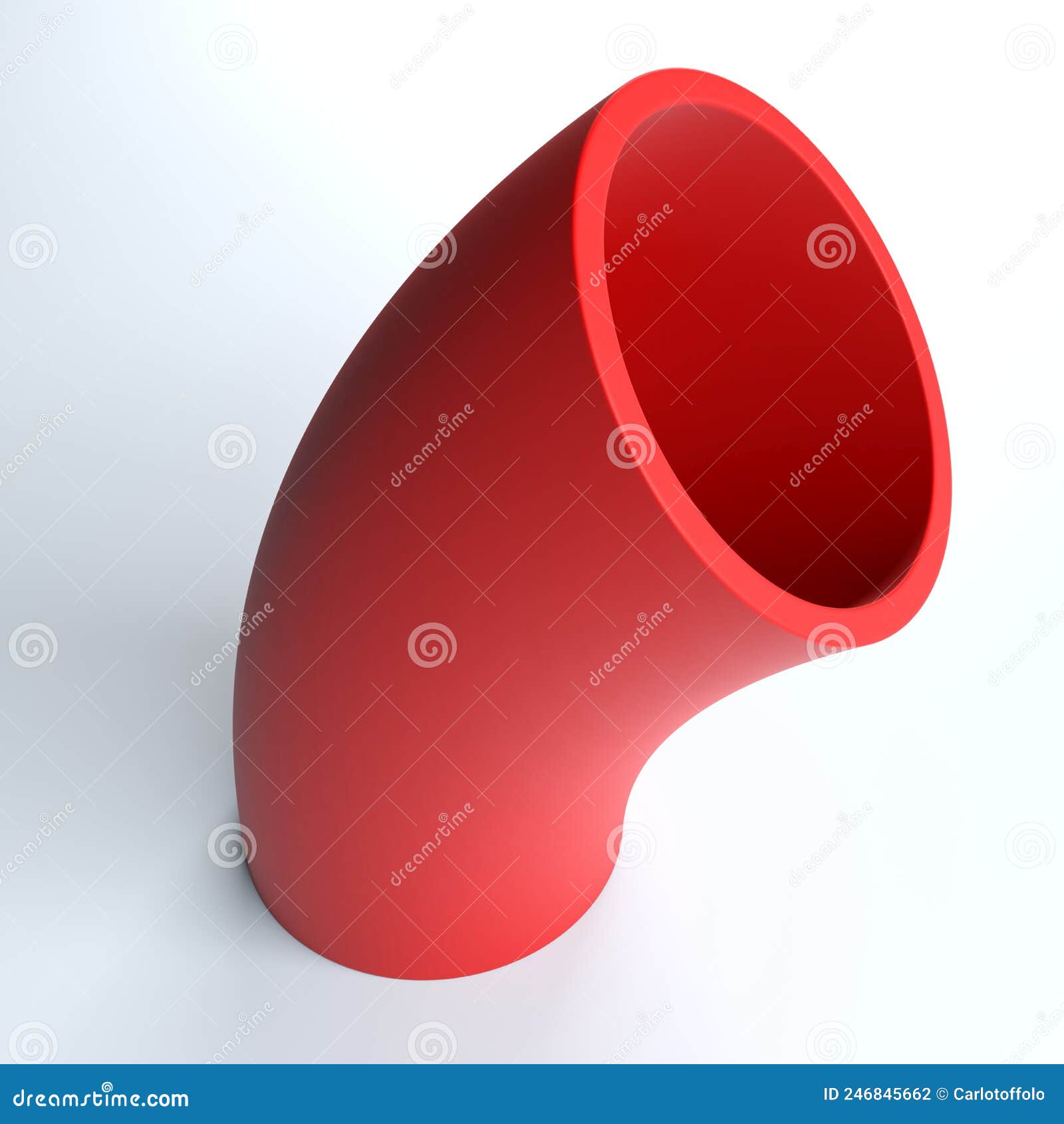 Red Abstract Curved Tube on White Surface - 3D Rendering Illustration ...