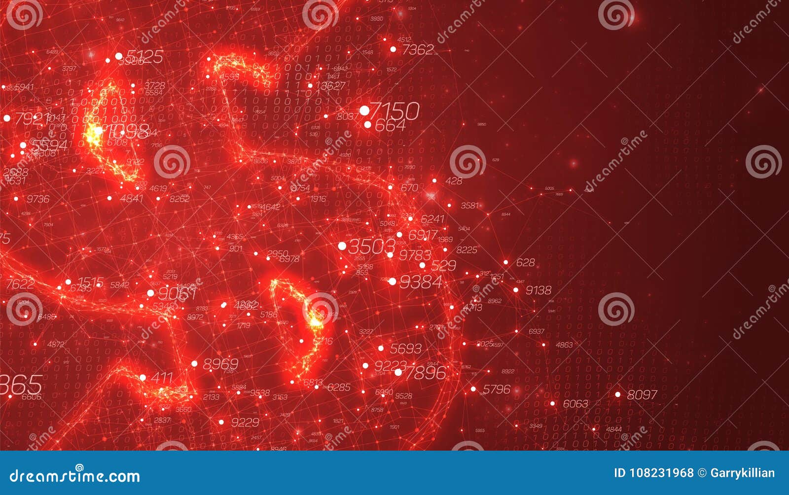 Red Abstract 3D Big Data Visualization with Dollar Symbol. Intricate ...