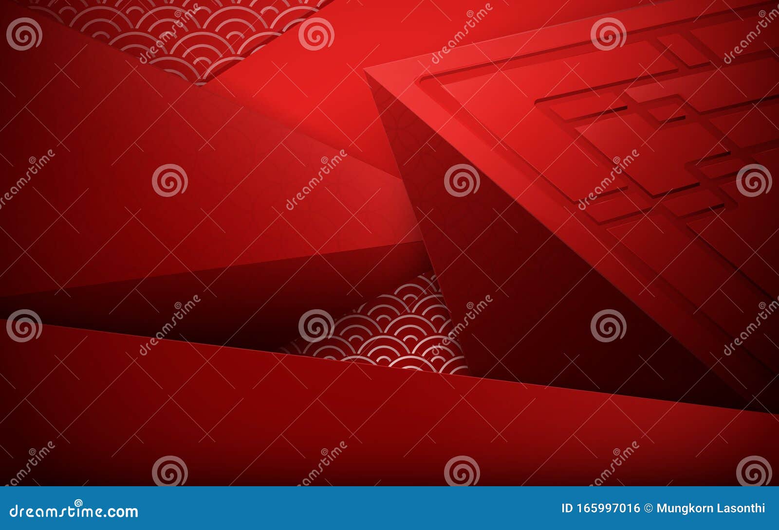Red Abstract 3D Polygonal and Geometric Background. Chinese New Year ...
