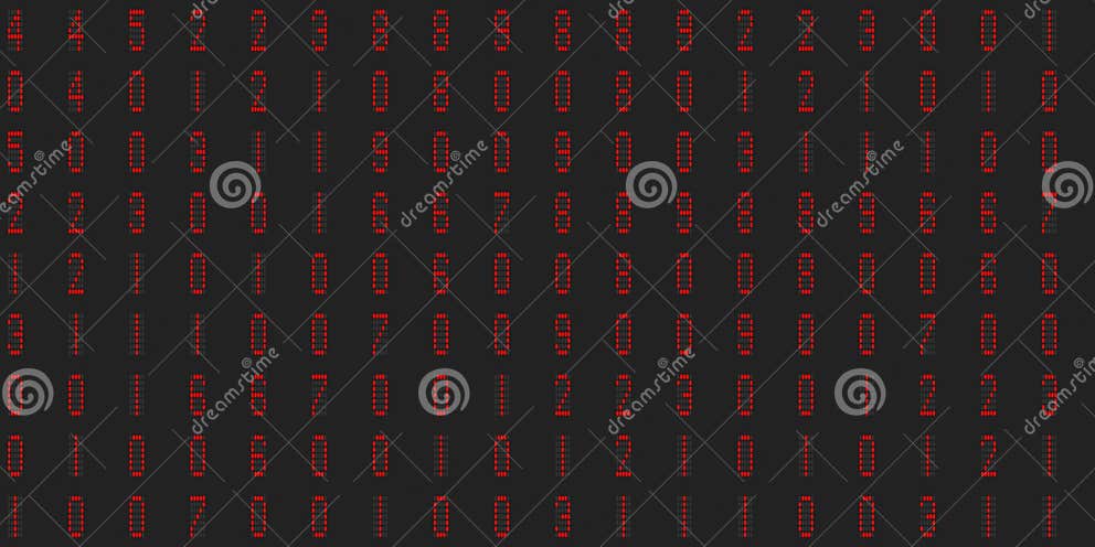 Red Abstract Display Digit Pattern. Electronic Numbers Background ...