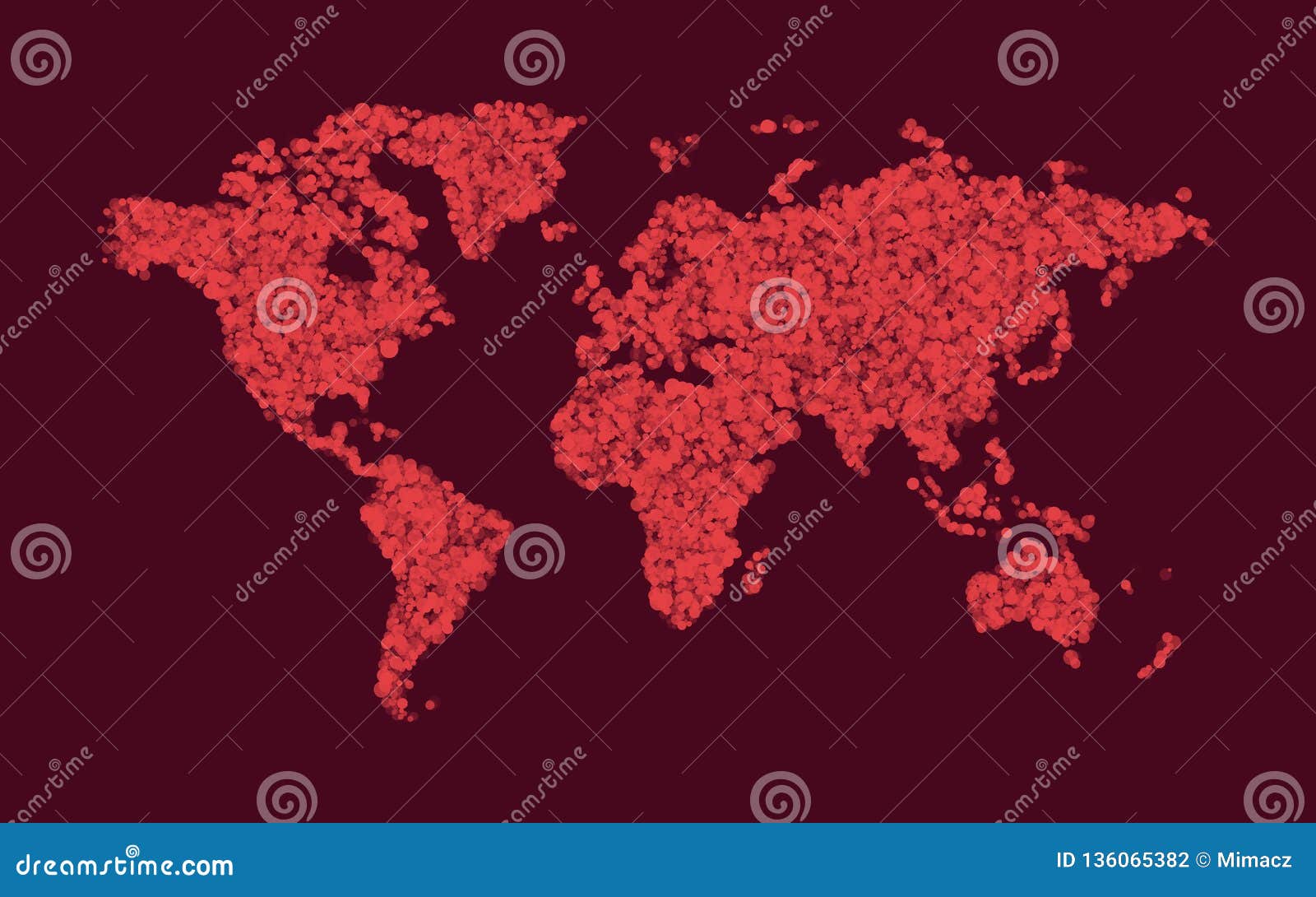 Red Abstract Dotted Map of the World Stock Vector - Illustration of ...