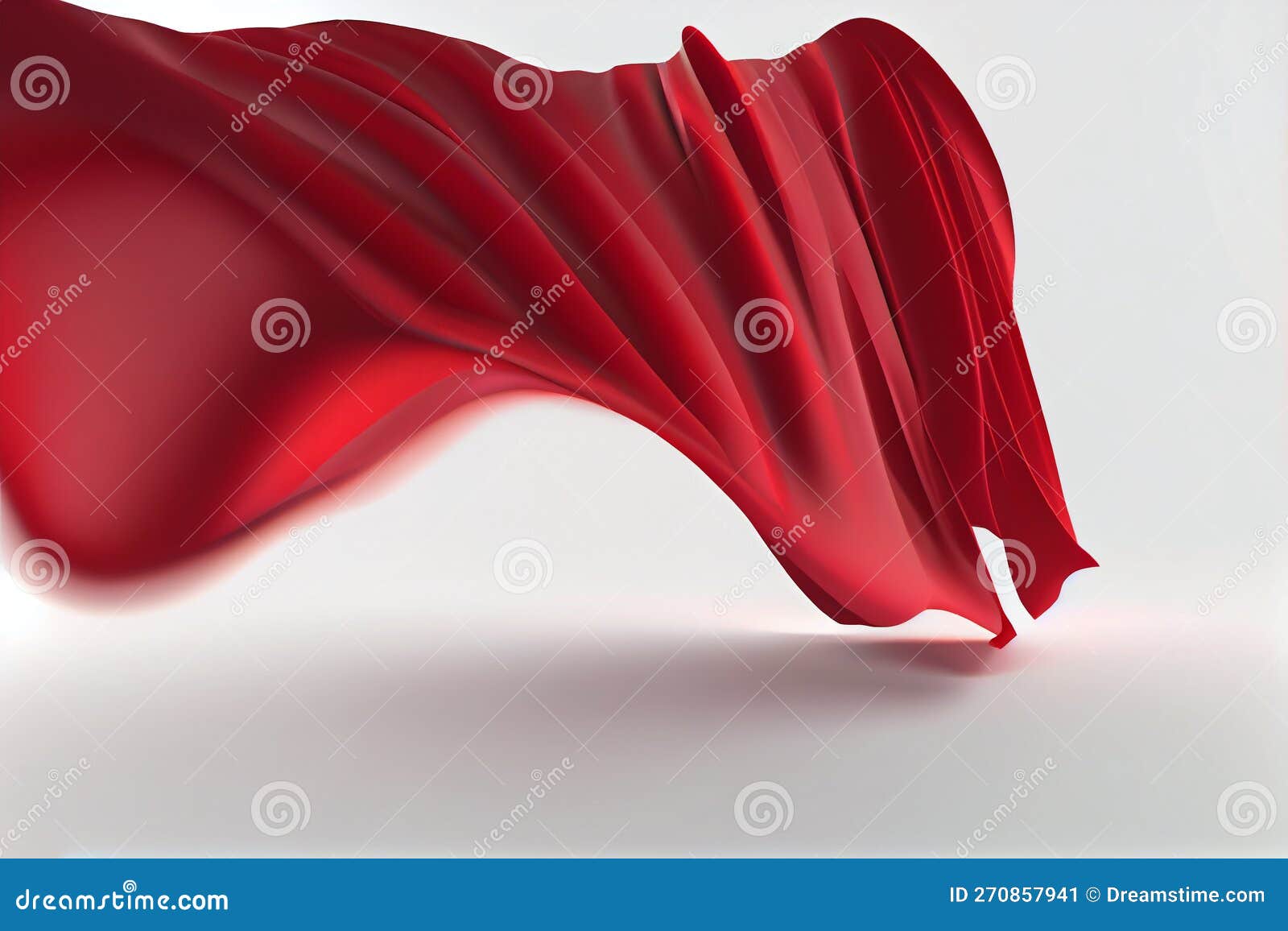 Red Abstract Fabric in Motion on White Background. Stock Illustration ...