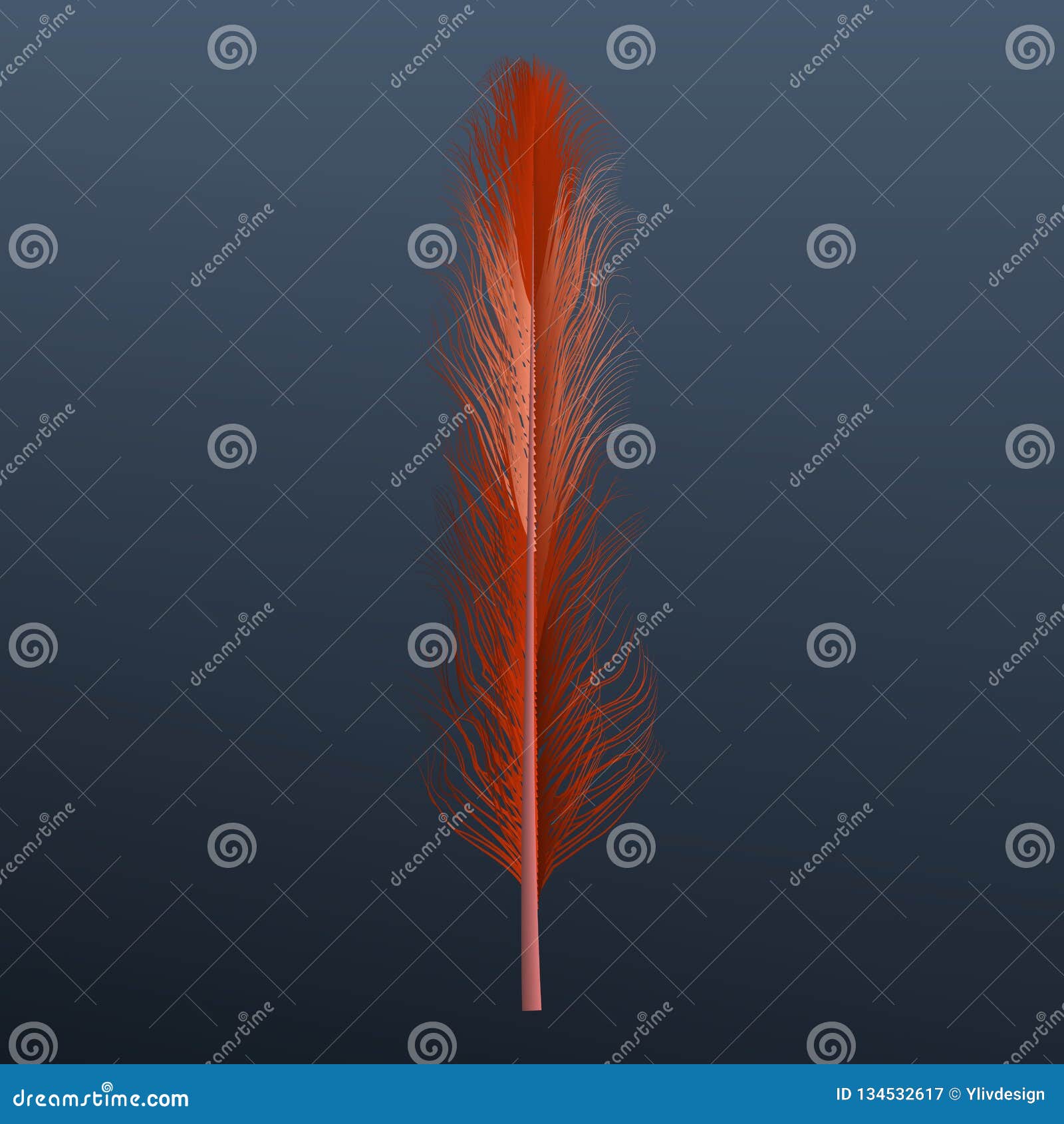 Red Abstract Feather Icon, Realistic Style Stock Vector - Illustration ...