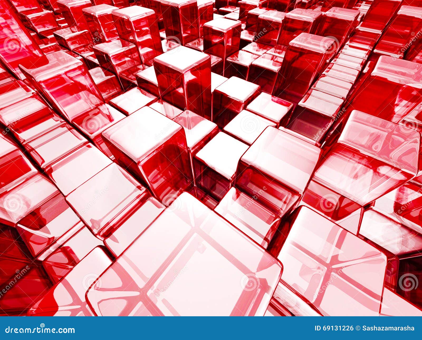 Red Abstract Glass Cubes Background Stock Illustration - Illustration ...