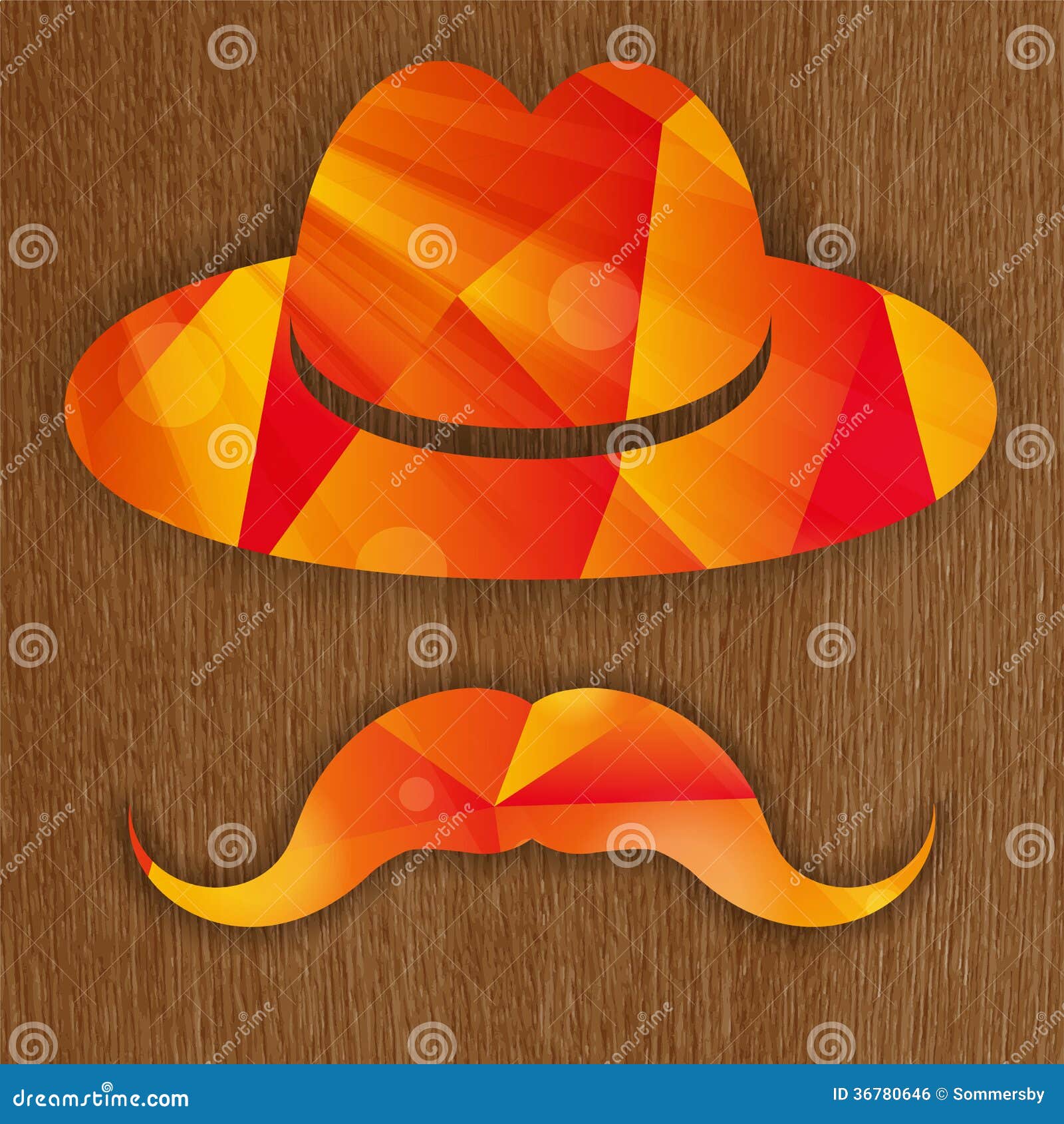 Red Abstract Hat with Mustache Stock Vector - Illustration of geometric ...