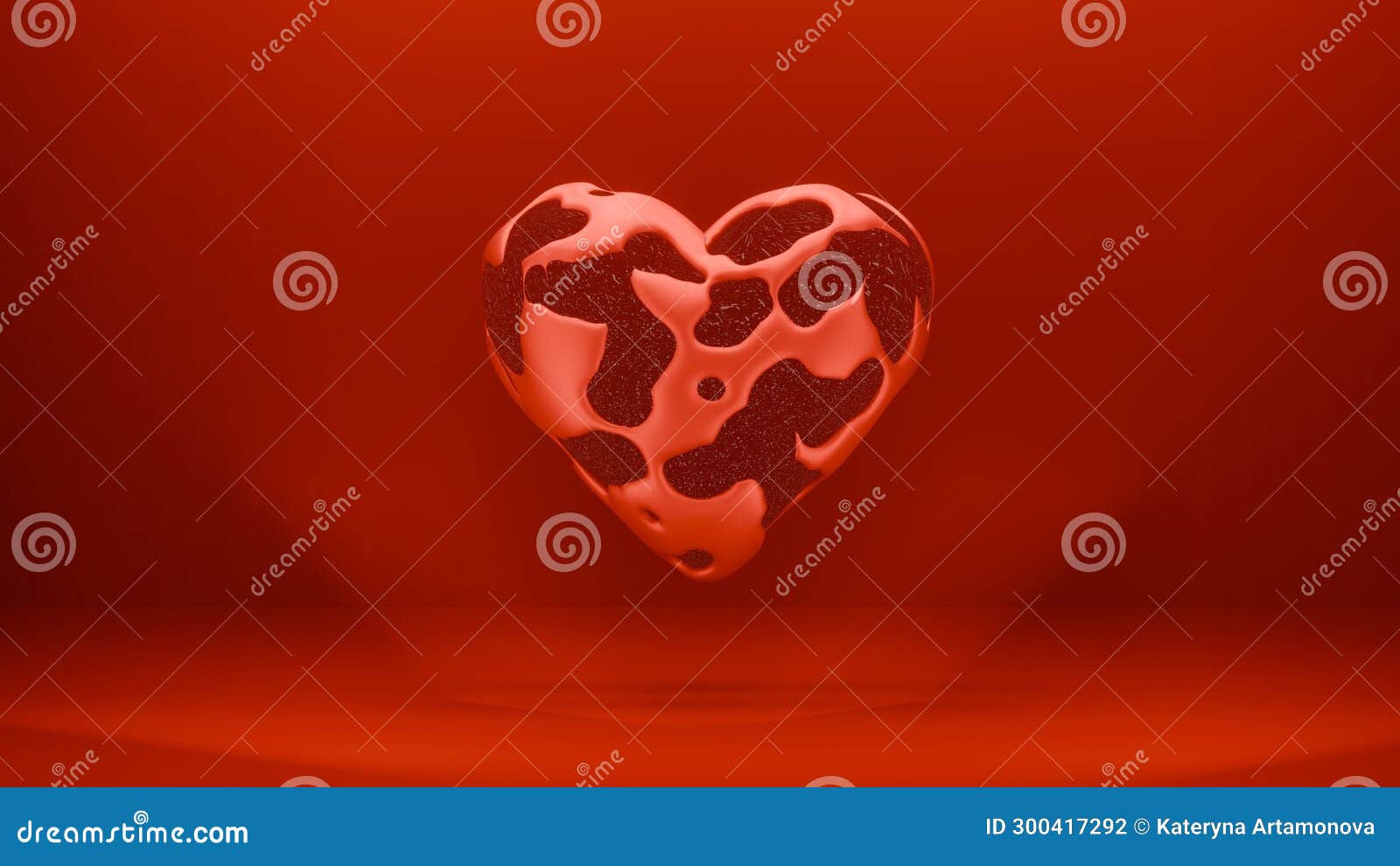Red Abstract Heart Isolated on a Red Background. 3D Rendering ...