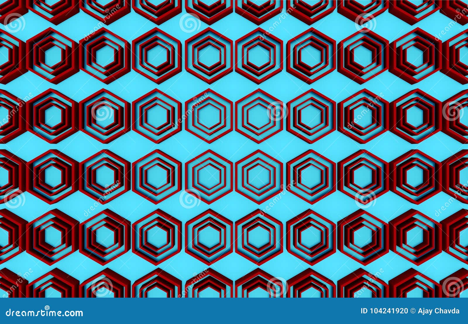 Red Abstract Hexagon Pattern Background on Blue Background Stock ...