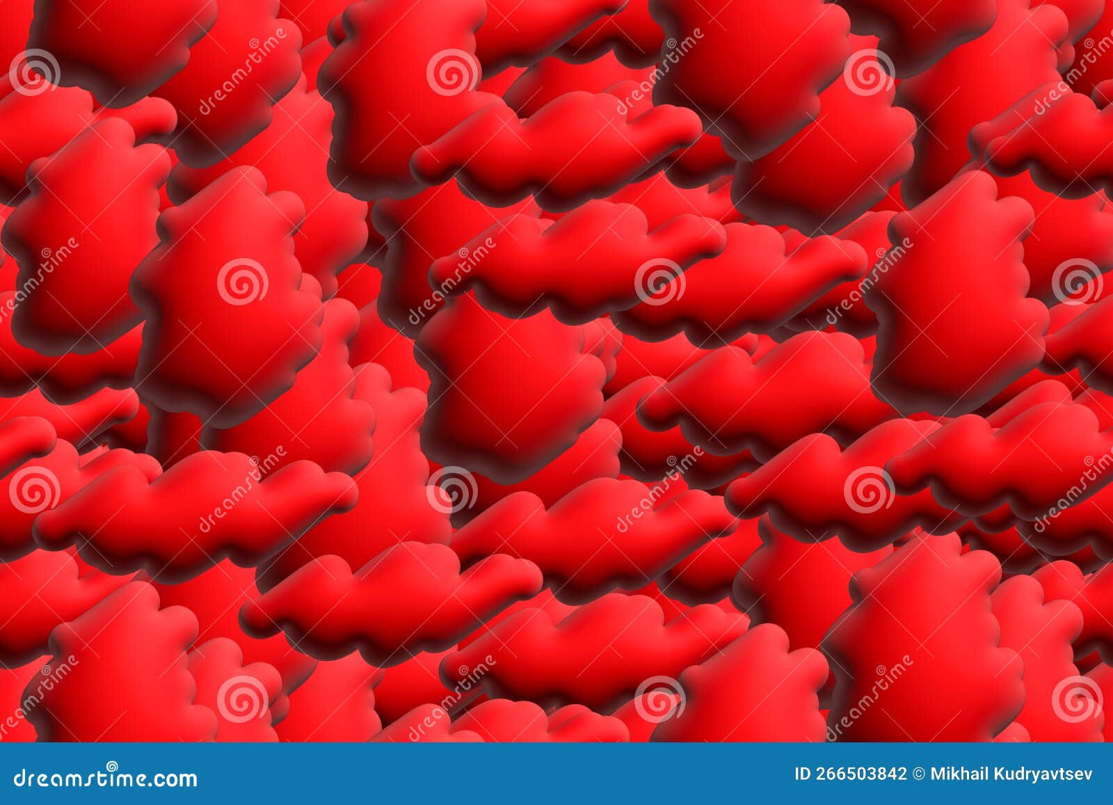 Red Abstract Inflated 3D Objects Seamless Pattern Stock Illustration ...