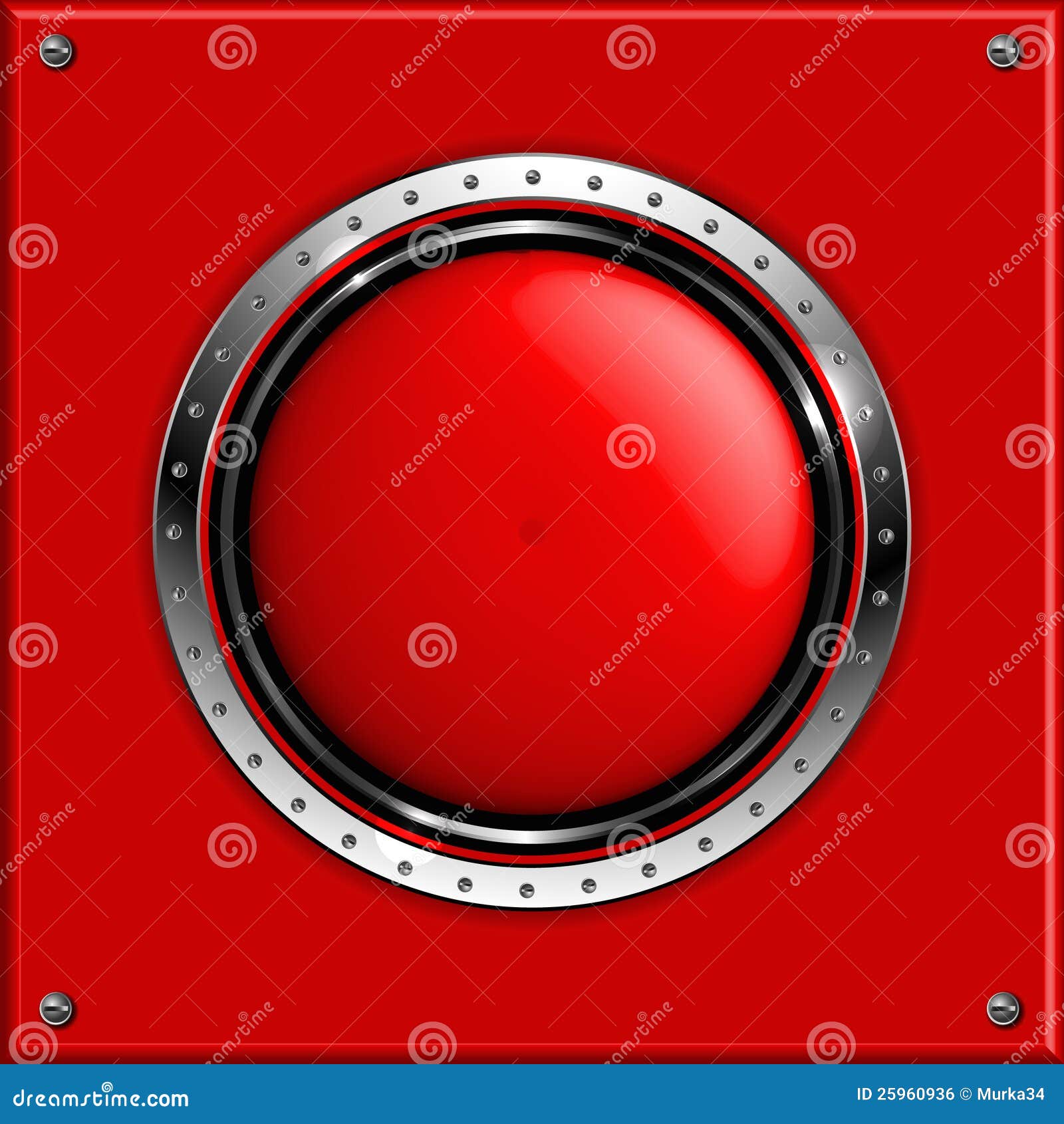Red Abstract Metallic Background With Round Glossy Vector Illustration ...