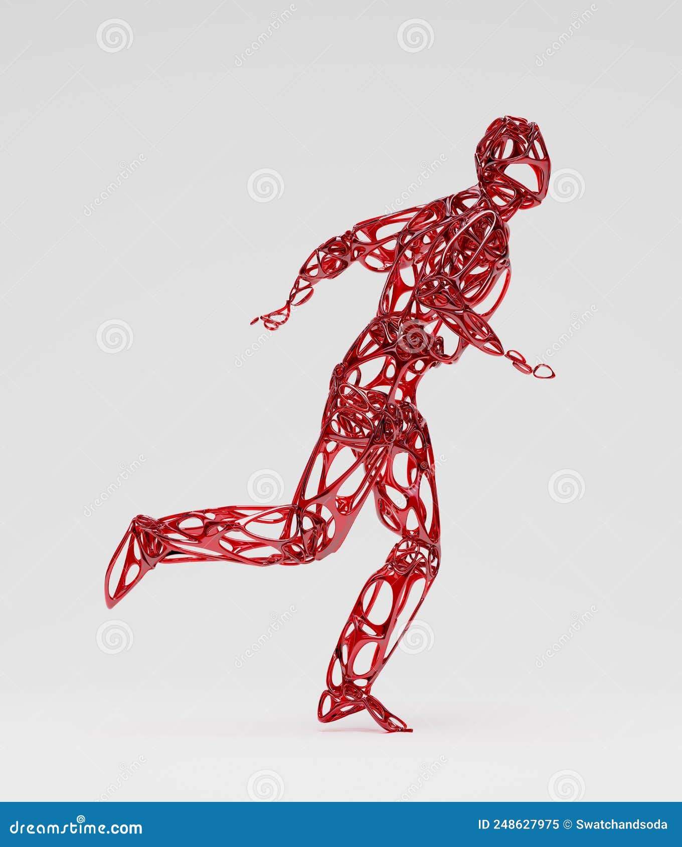 Red Abstract Running Man Web Skeleton Pose Model Stock Illustration ...