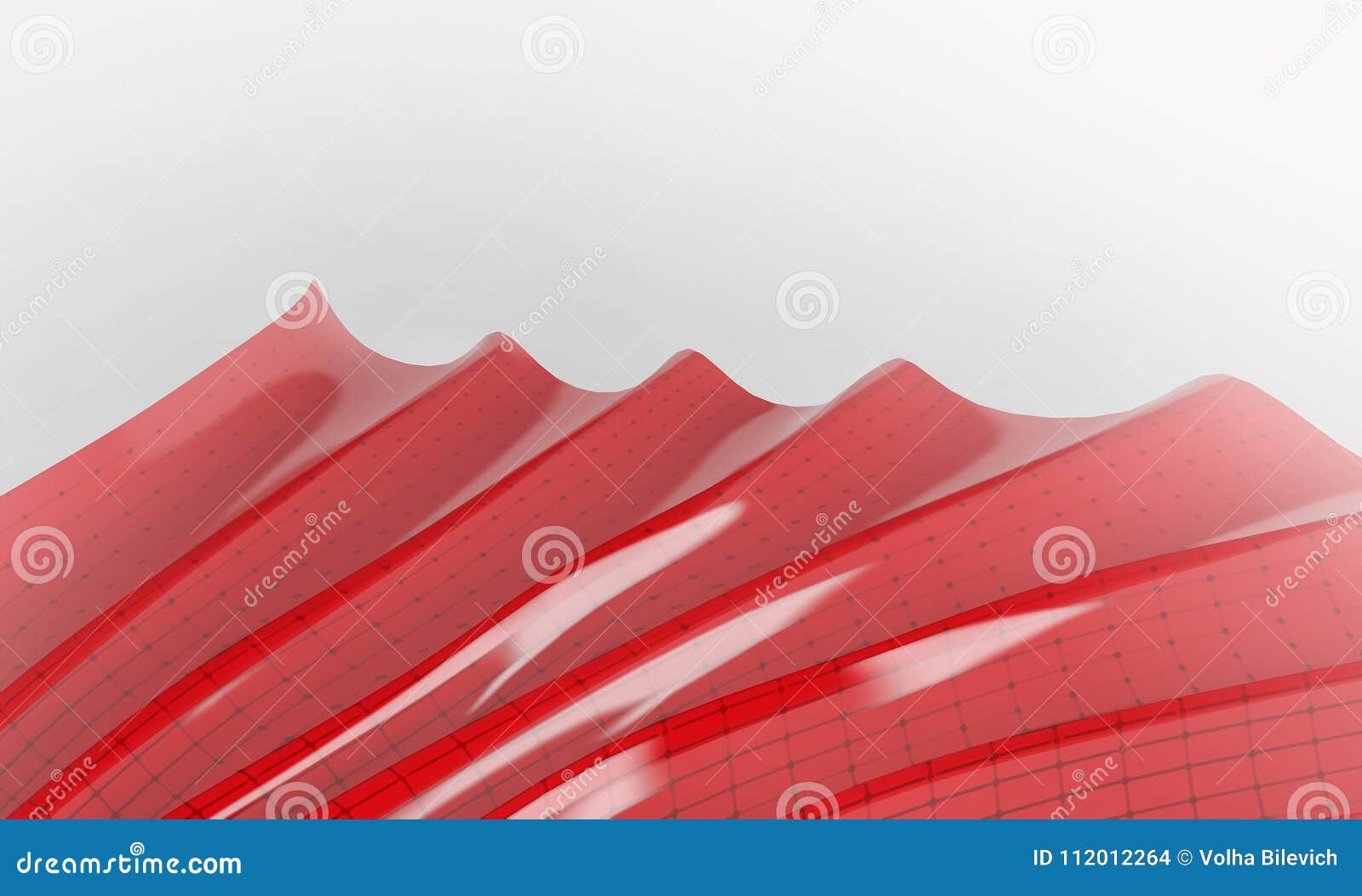 Red Abstract Shape with Connecting Dots and Lines on White Background ...