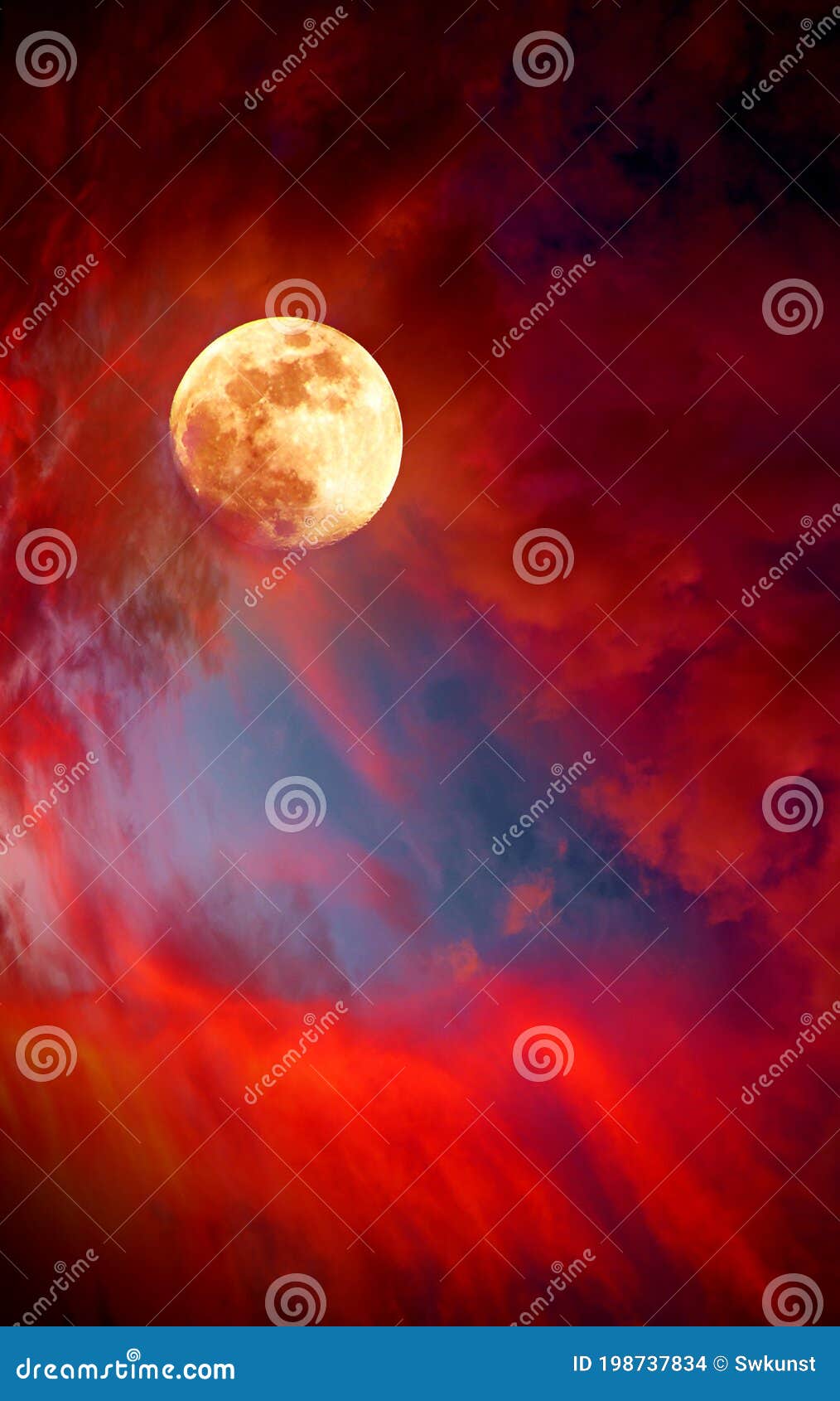 Full Moon and Red Abstract Sky. Abstract Background. Stock Photo ...