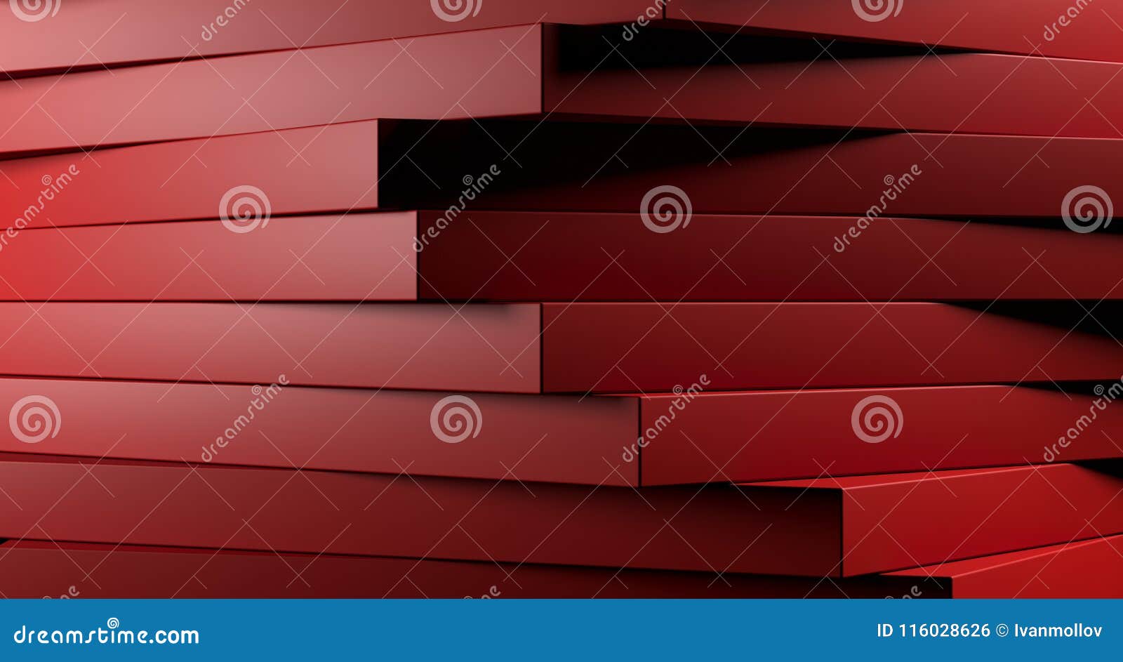 Red Abstract Stacked Boxes Closeup. 3D Rendering Stock Illustration ...