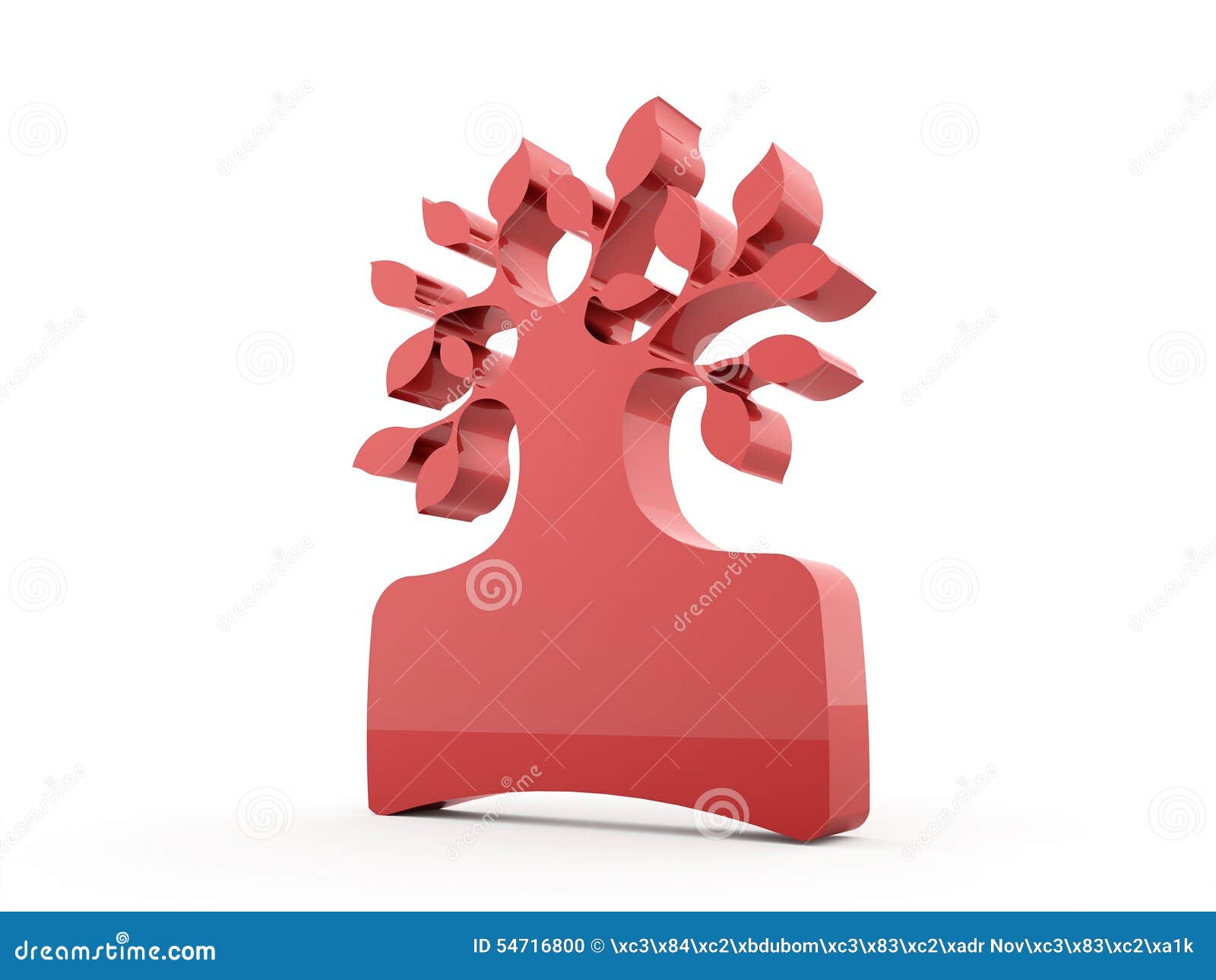 Red Abstract Tree Rendered on White Stock Illustration - Illustration ...