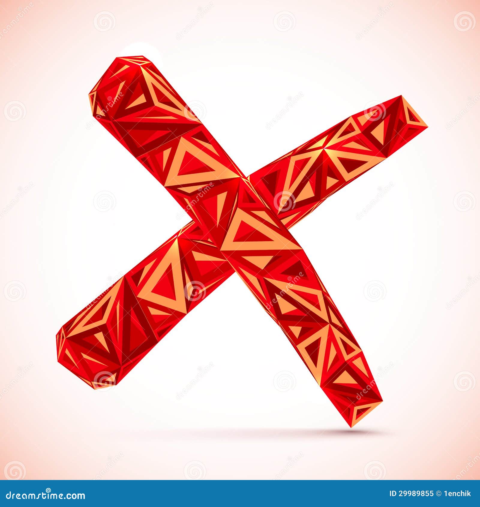 Red Abstract Triangles Isolated Vector Cross Mark Stock Vector ...