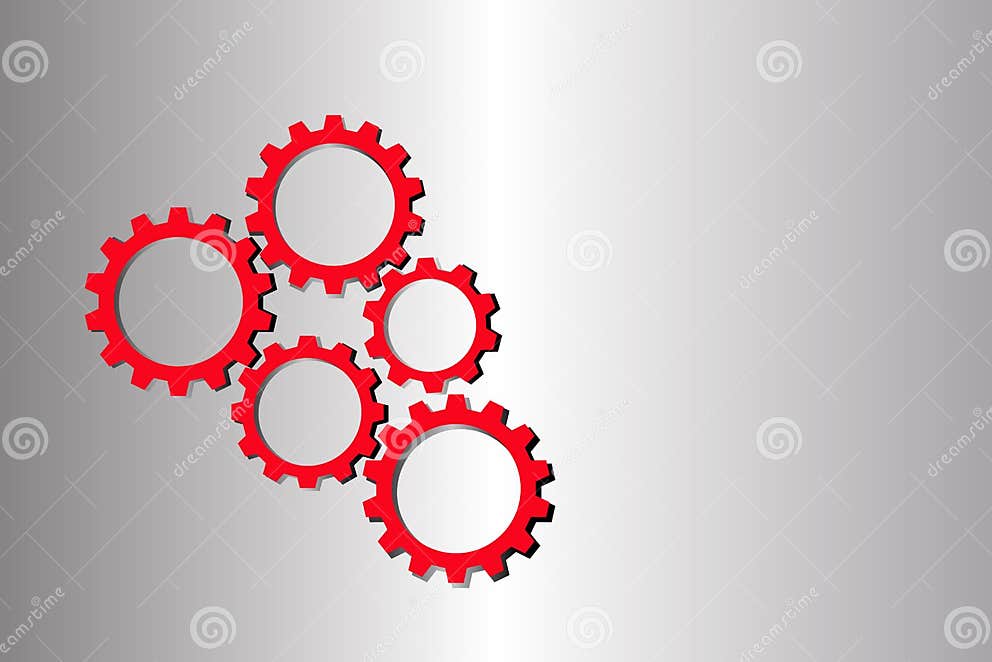 Red Abstract Vector Cogs, Gears Isolated Stock Vector - Illustration of ...