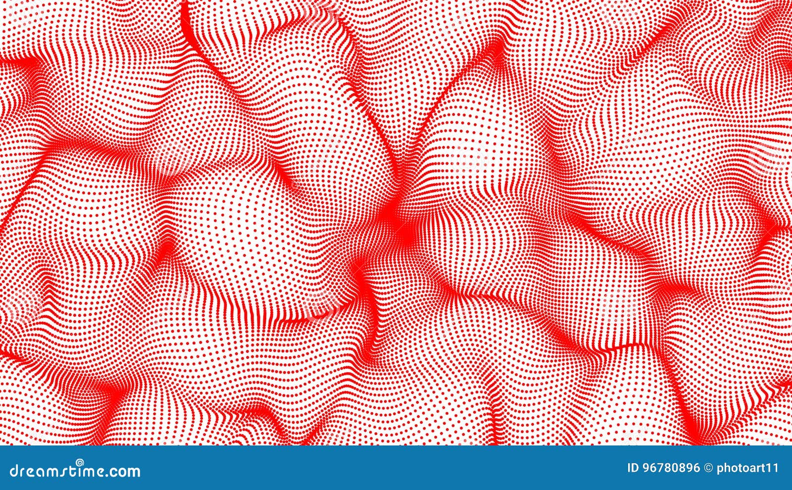 Red Abstract Waves on White Background - Shape Made of Dots Stock ...