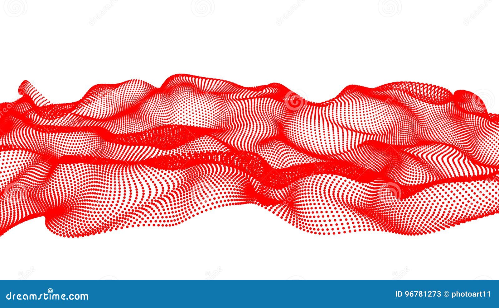Red Abstract Waves on White Background - Shape Made of Dots Stock ...