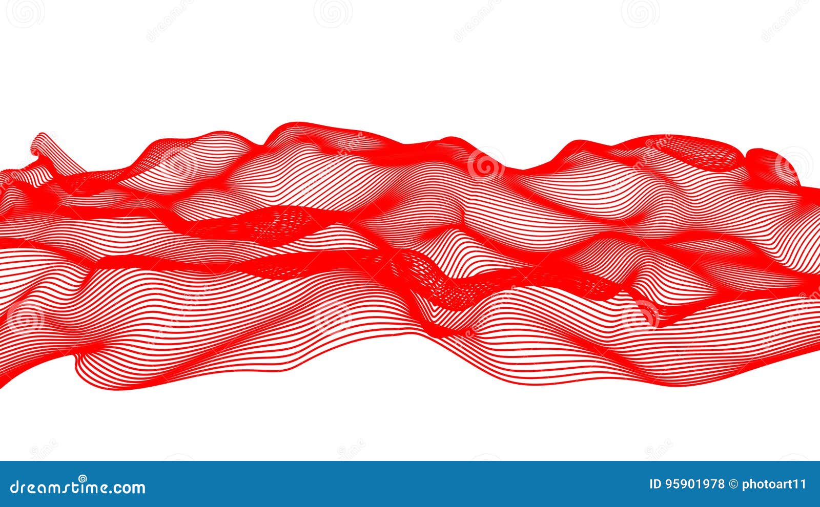 Red Abstract Waves on White Background - Shape Made of Lines Stock ...