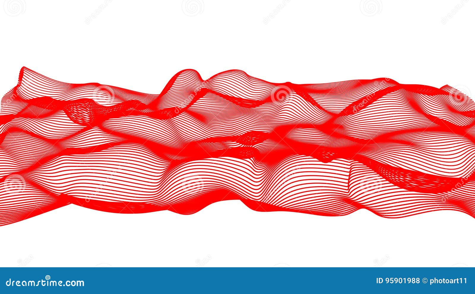 Red Abstract Waves on White Background - Shape Made of Lines Stock ...