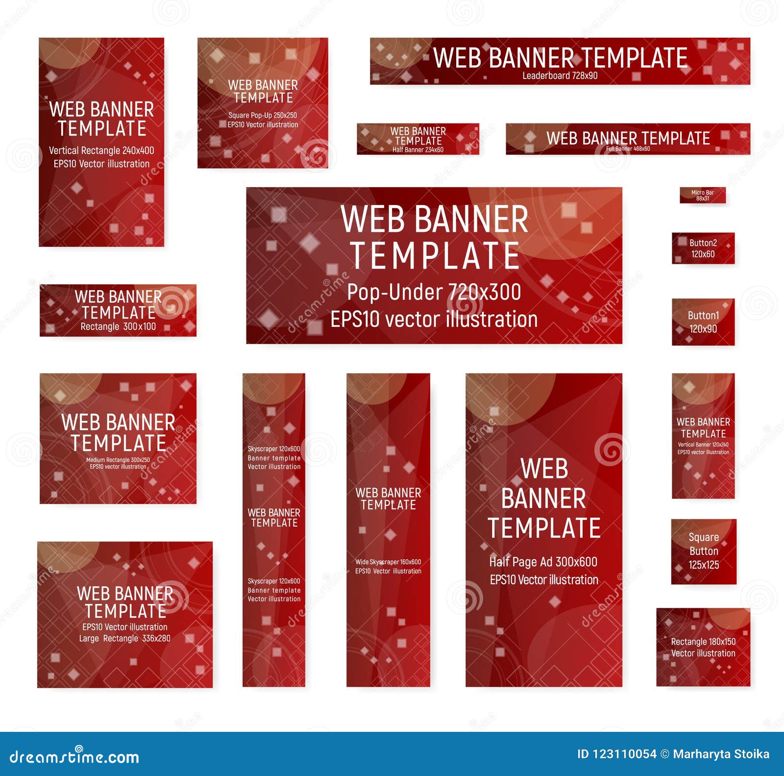 Red abstract web banners. stock vector. Illustration of horizontal ...