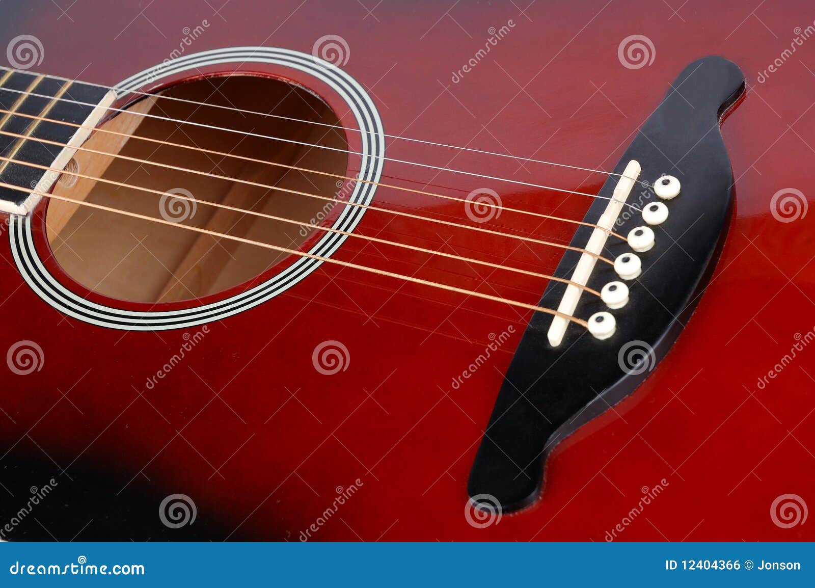 Red acoustic guitar stock photo. Image of string, guitar - 12404366