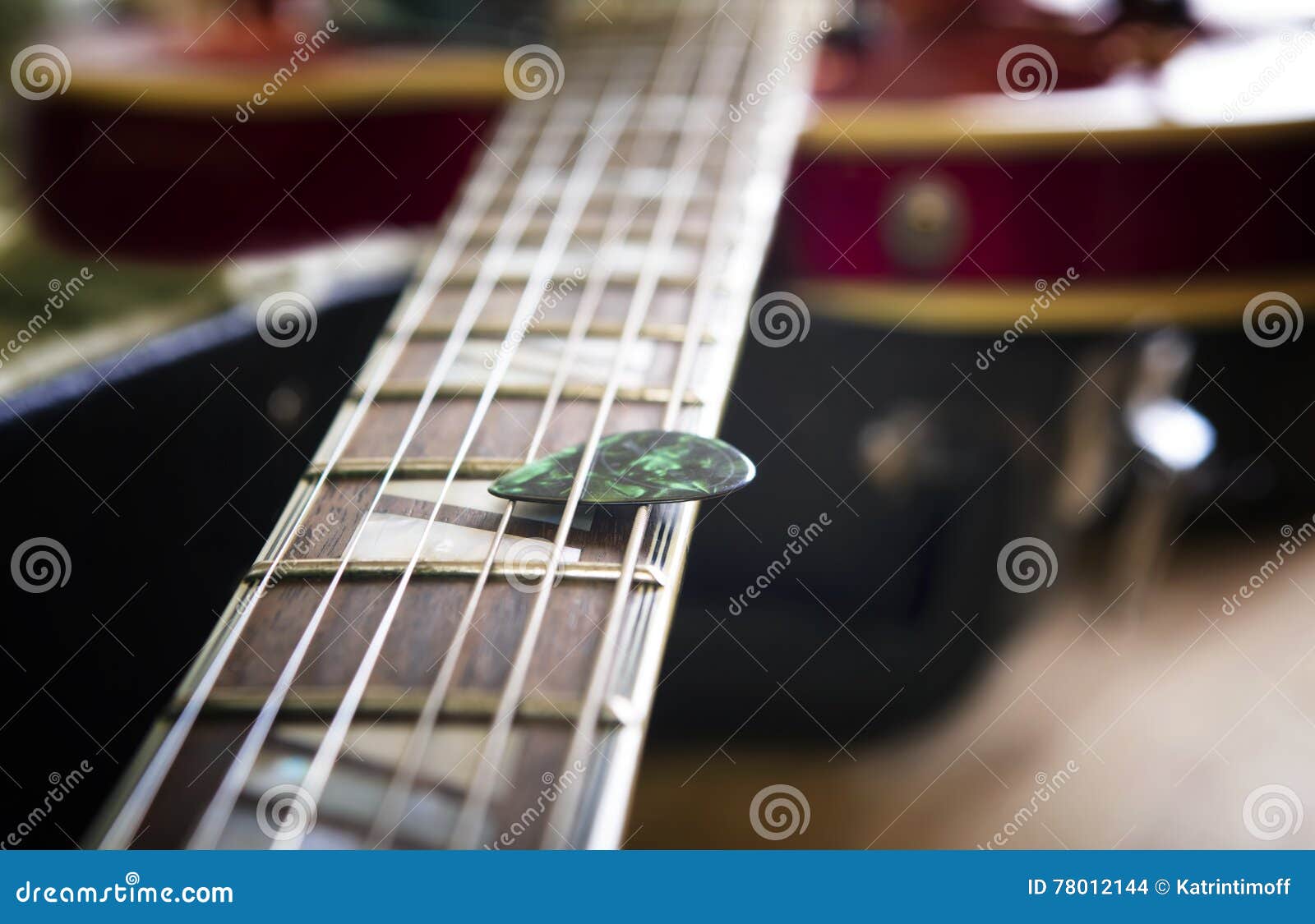 Red acoustic guitar stock photo. Image of acoustic, entertainment ...