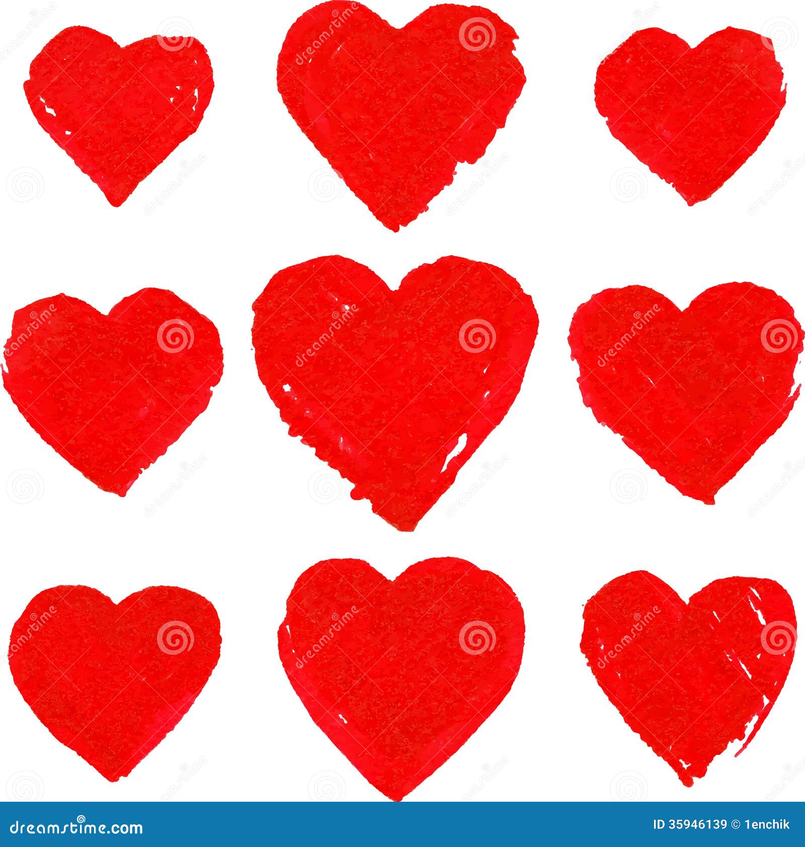 Red Acrylic Painted Vector Hearts Set Stock Vector - Illustration of ...