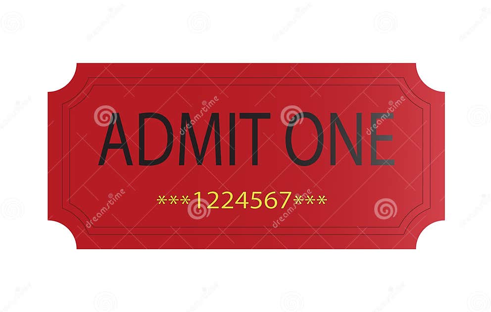 Red admit one ticket stock vector. Illustration of admit - 11012818