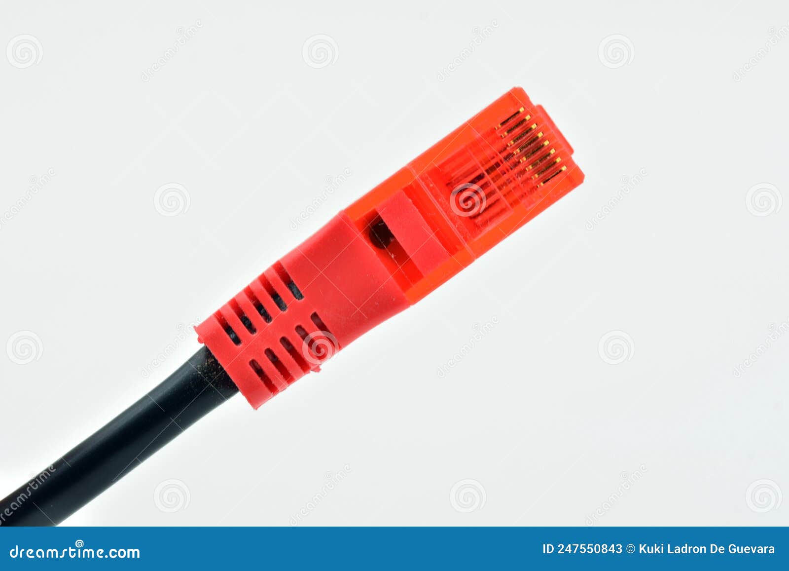Red ADSL Connector Cable, Isolated on White Stock Image - Image of ...