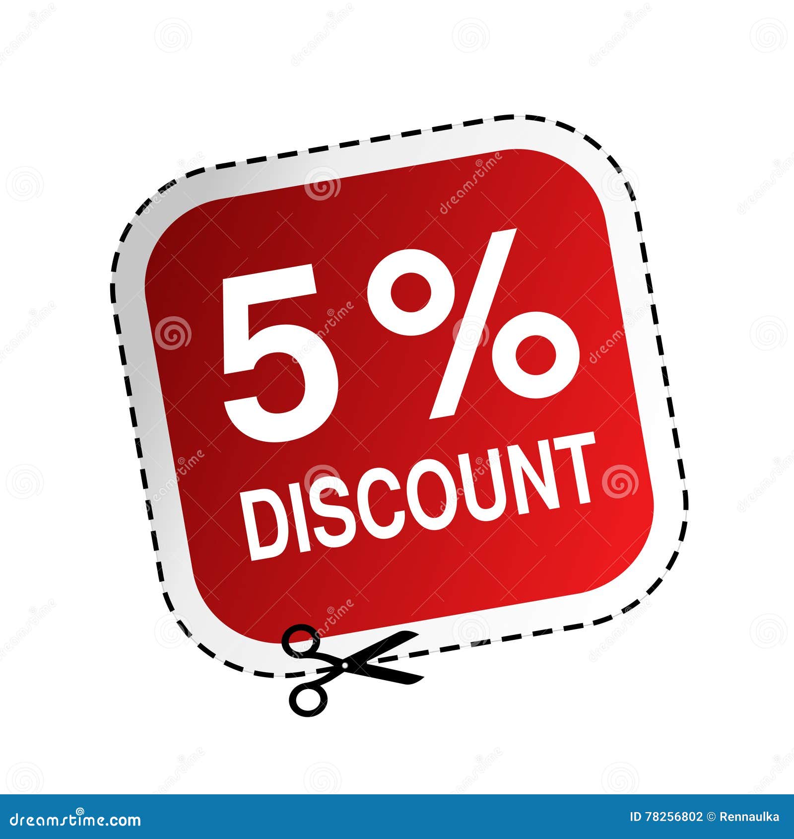 Red Advertising Label with Text 5 Discount. Square Sticker with ...