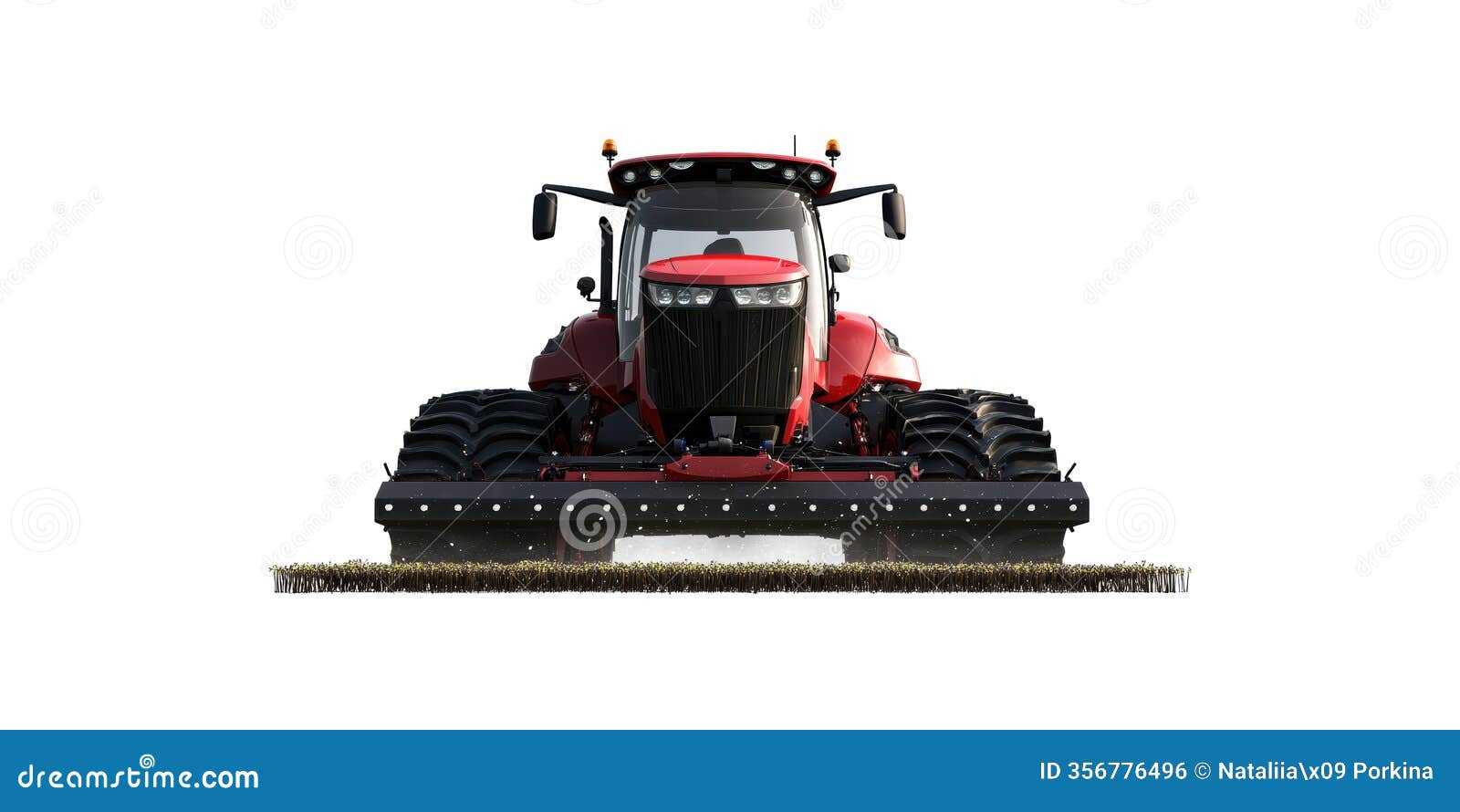 Red Agricultural Tractor Front View Isolated on Transparent Background ...