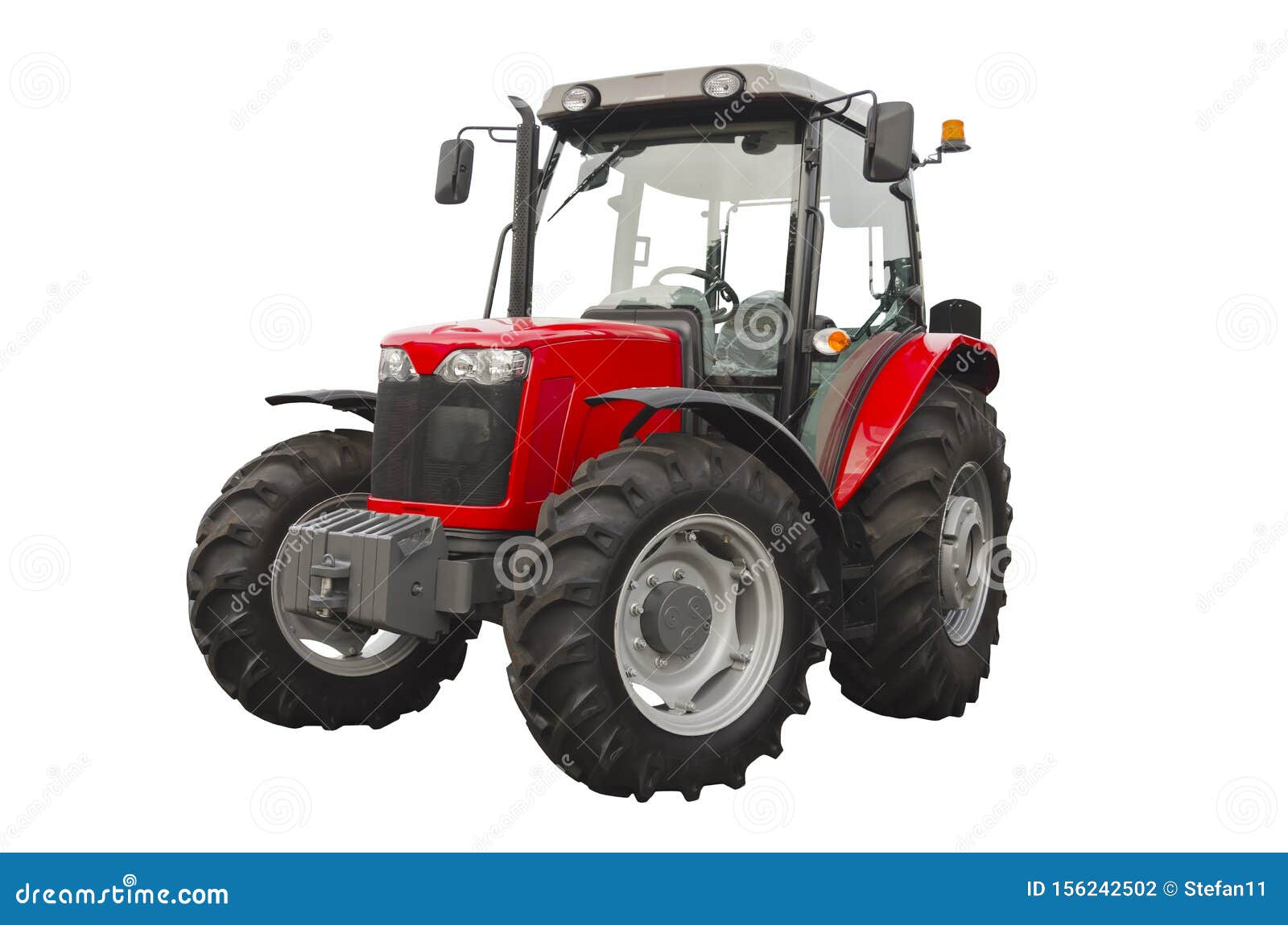 Red Agricultural Tractor, Front View Stock Photo - Image of object ...