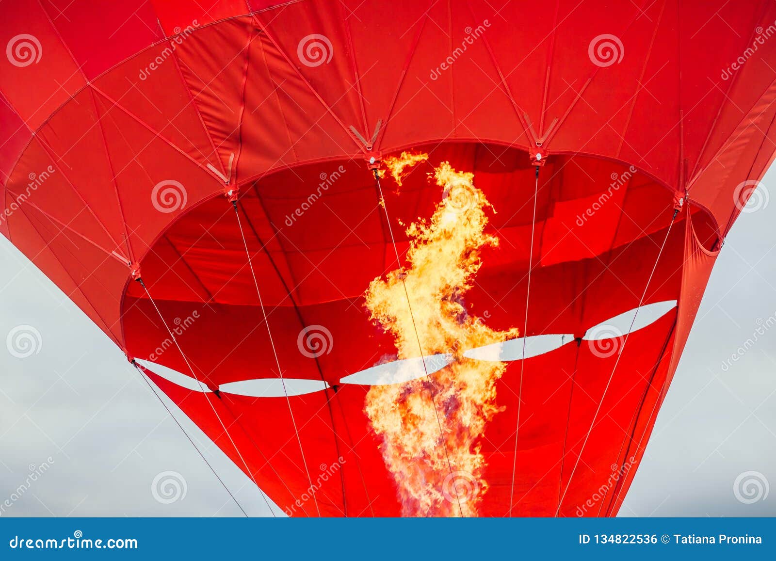 Red Air Balloon in the Moment of Burning Fire Stock Photo - Image of ...