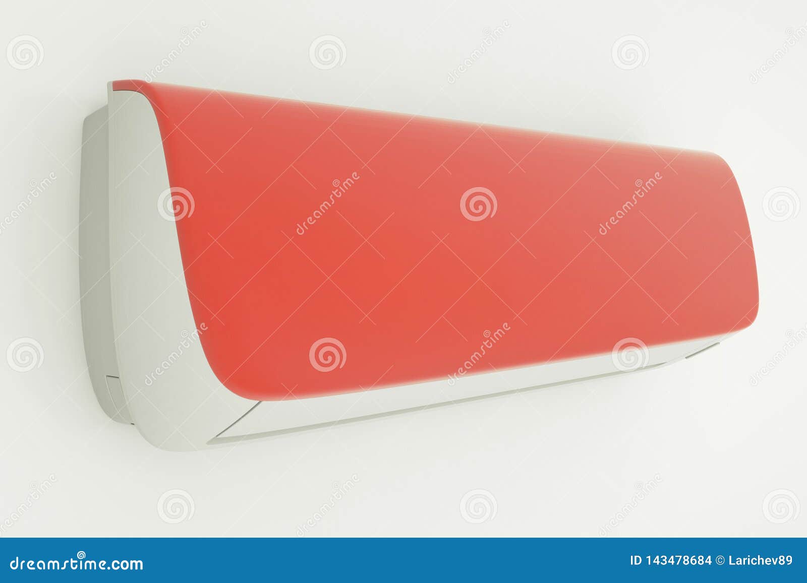 Red Air Conditioner Isolated on White Wall. 3d Illustration Stock ...