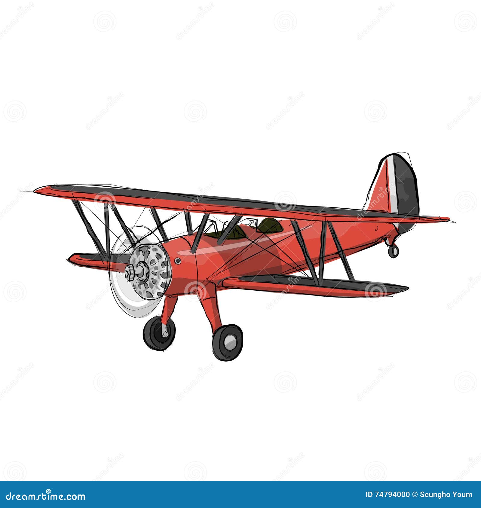 Red air plane illustration stock vector. Illustration of black - 74794000
