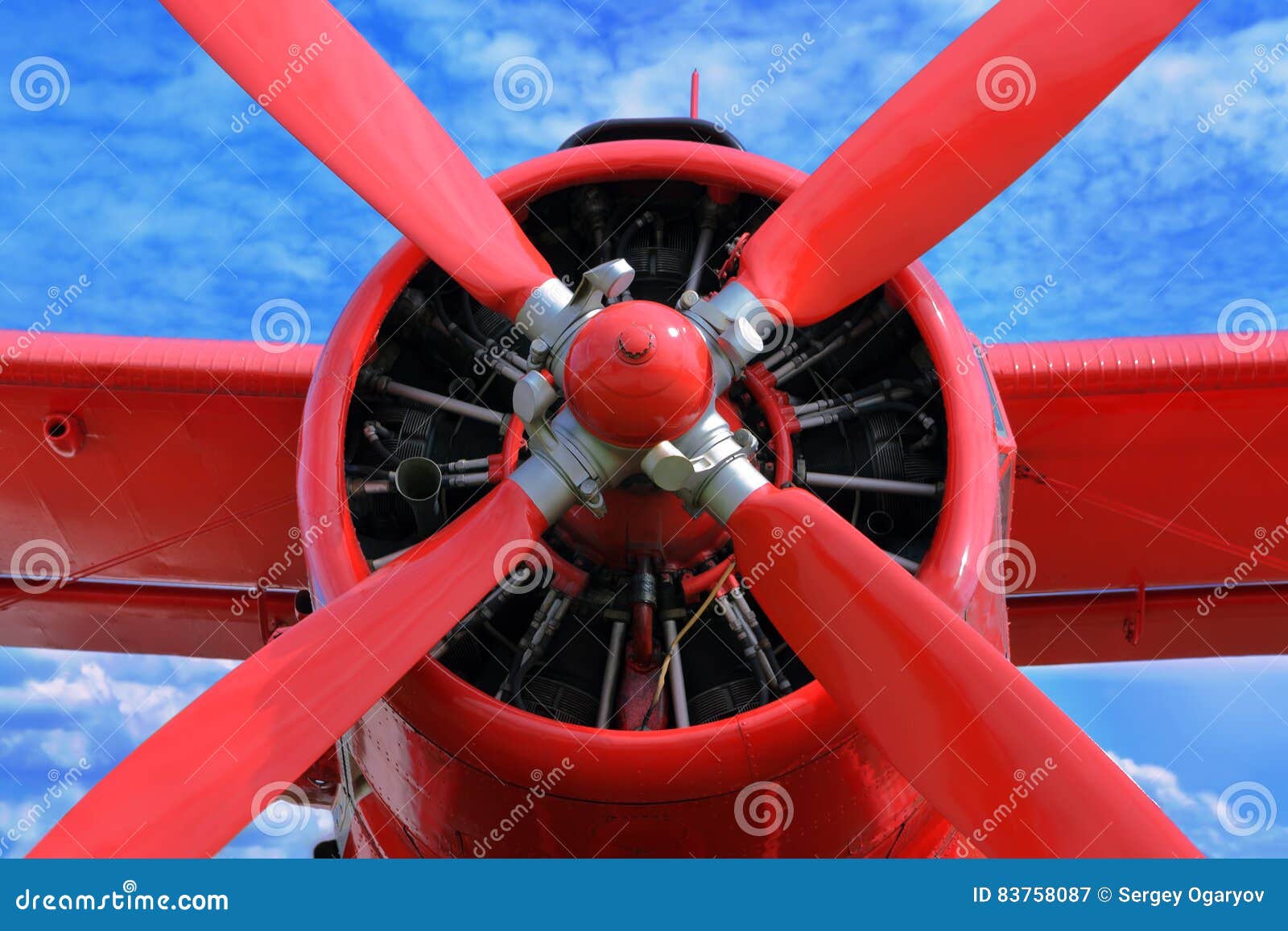 Airplane With Piston Engine And Propeller. Light Effect Particles ...