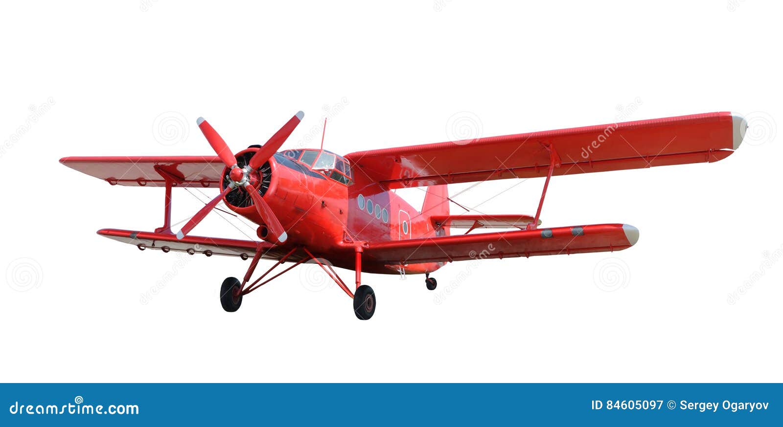 Red Airplane Biplane with Piston Engine Stock Image - Image of ...
