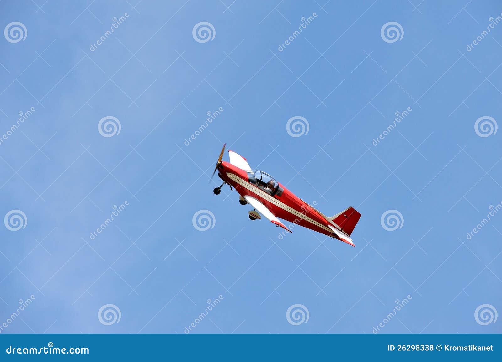 Red Airplane in the Blue Sky with Clouds Stock Photo - Image of freedom ...