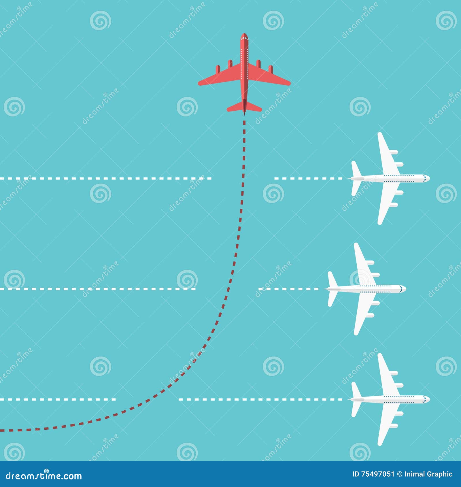 Red Airplane Changing Direction Stock Vector - Illustration of ...