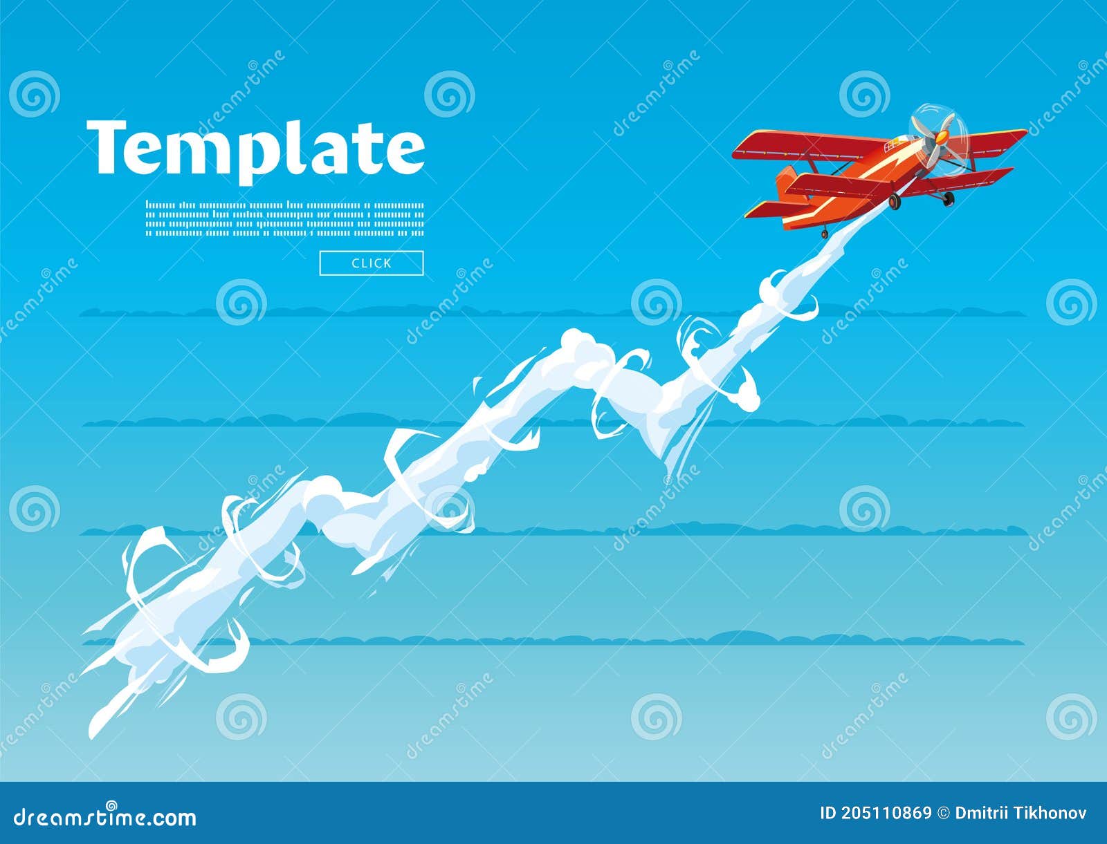 Red Airplane Flies Up, Chart Illustration. Vector Template Stock Vector ...