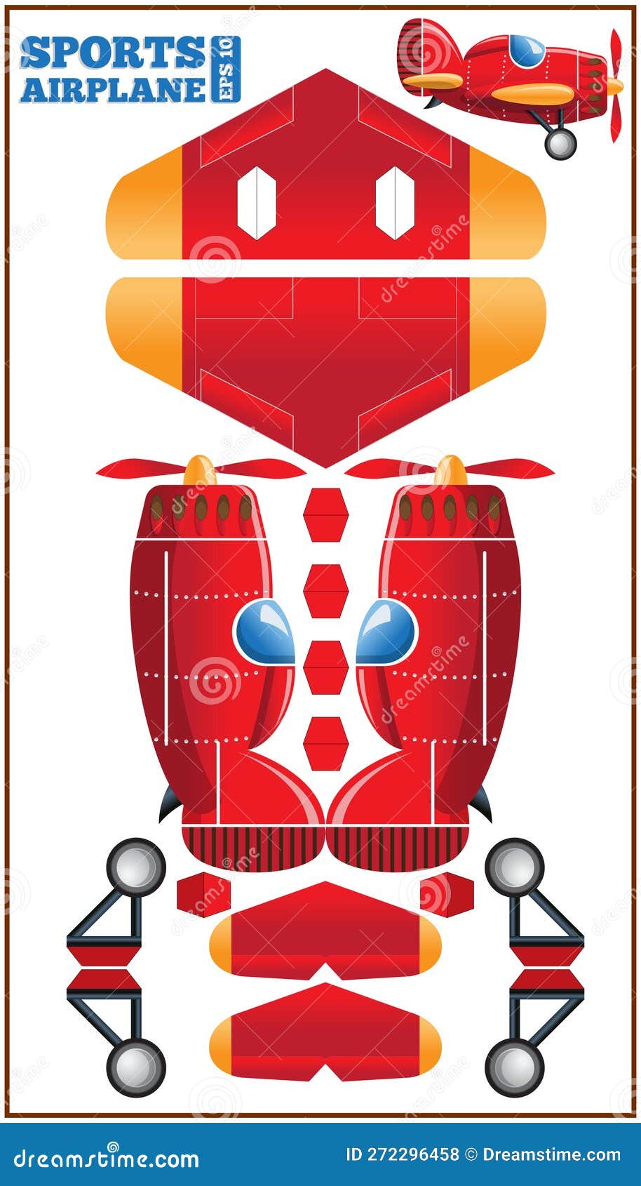 Red airplane. stock vector. Illustration of wings, silhouette - 272296458