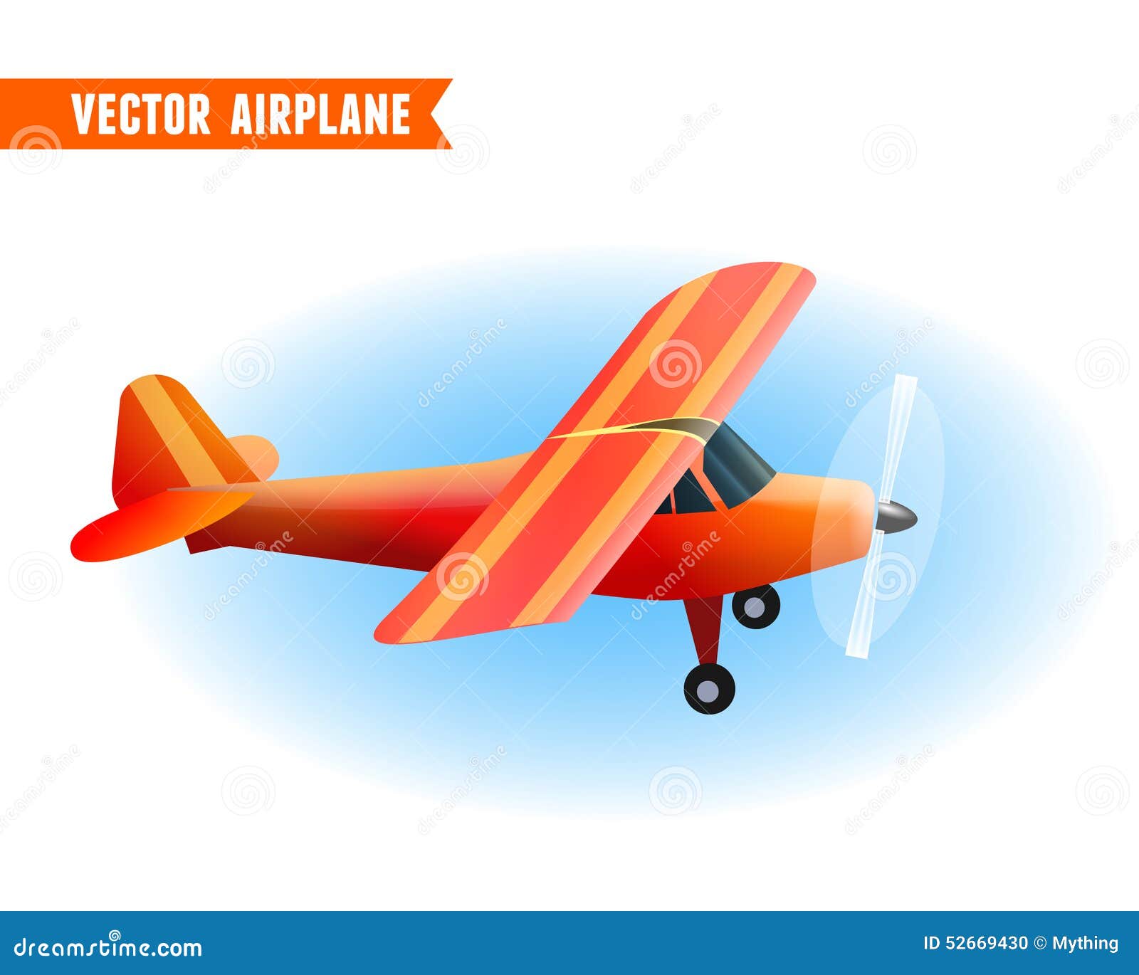 Red Airplane. stock vector. Illustration of bright, retro - 52669430